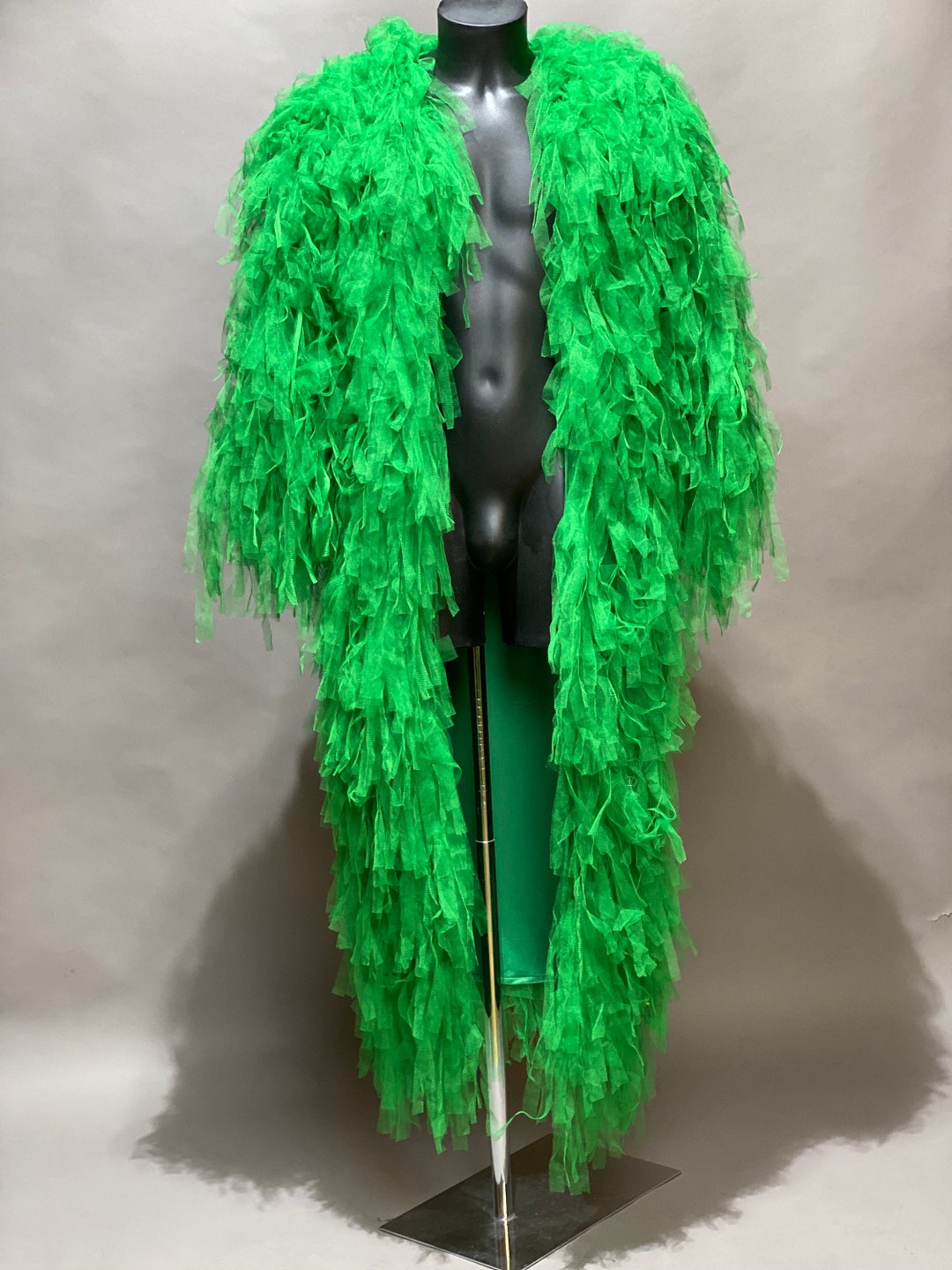 Long Green Coat in Veil for Men, Event, Festival, Stage, Singer ...