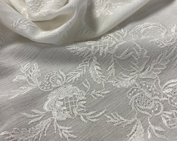 Embroidered Off-white Fabric by the Yard, Bridal Fabric by the Yard ...