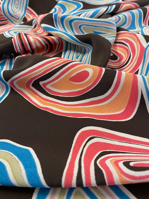 Retro Swirl Rayon Crepe Fabric by the Yard Fabric by the - Etsy