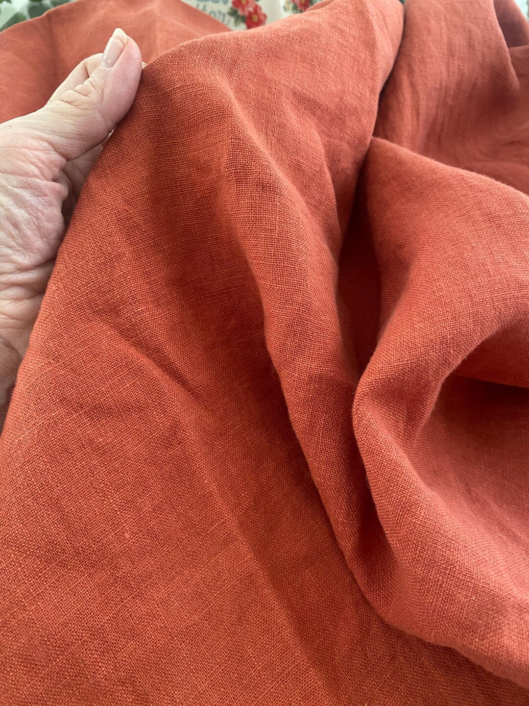 1.5 Yards Terracotta Linen Fabric: Auburn Rust Apparel Yardage (54 ...