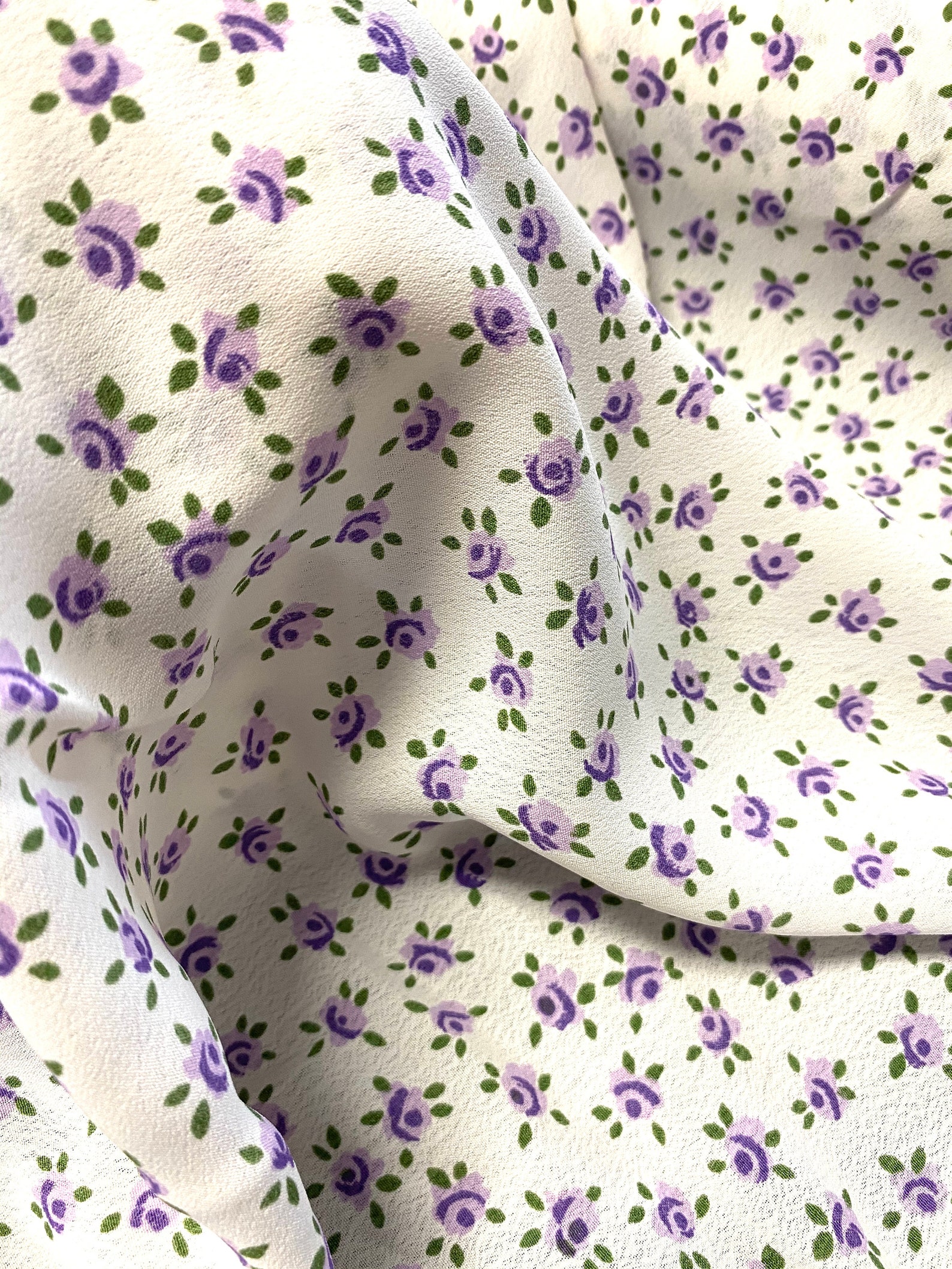 Purple Spring Rayon Crepe Fabric by the Yard Rayon Crepe | Etsy