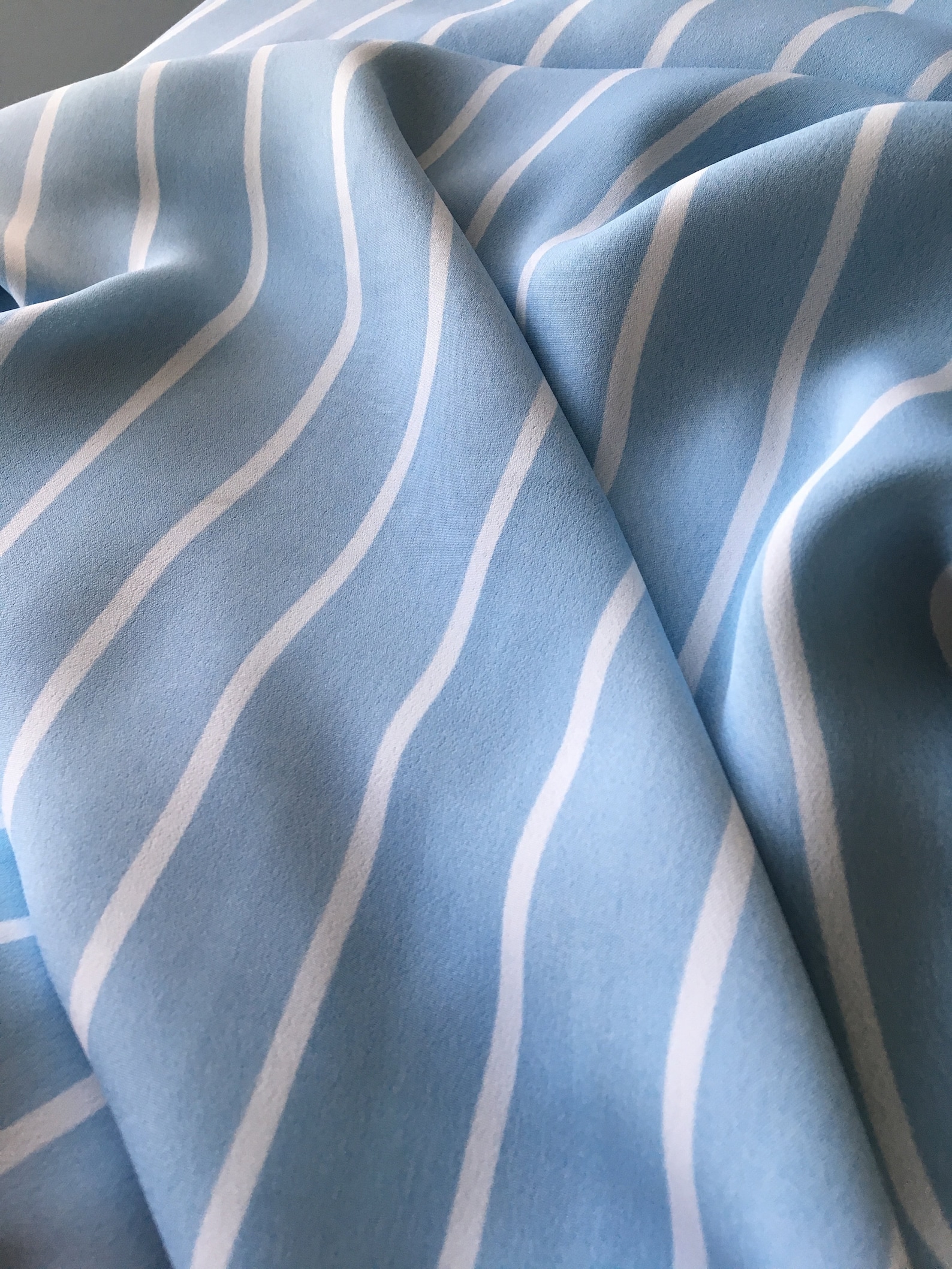 Powder Blue Striped Rayon Crepe Blue Striped Crepe Fabric by - Etsy