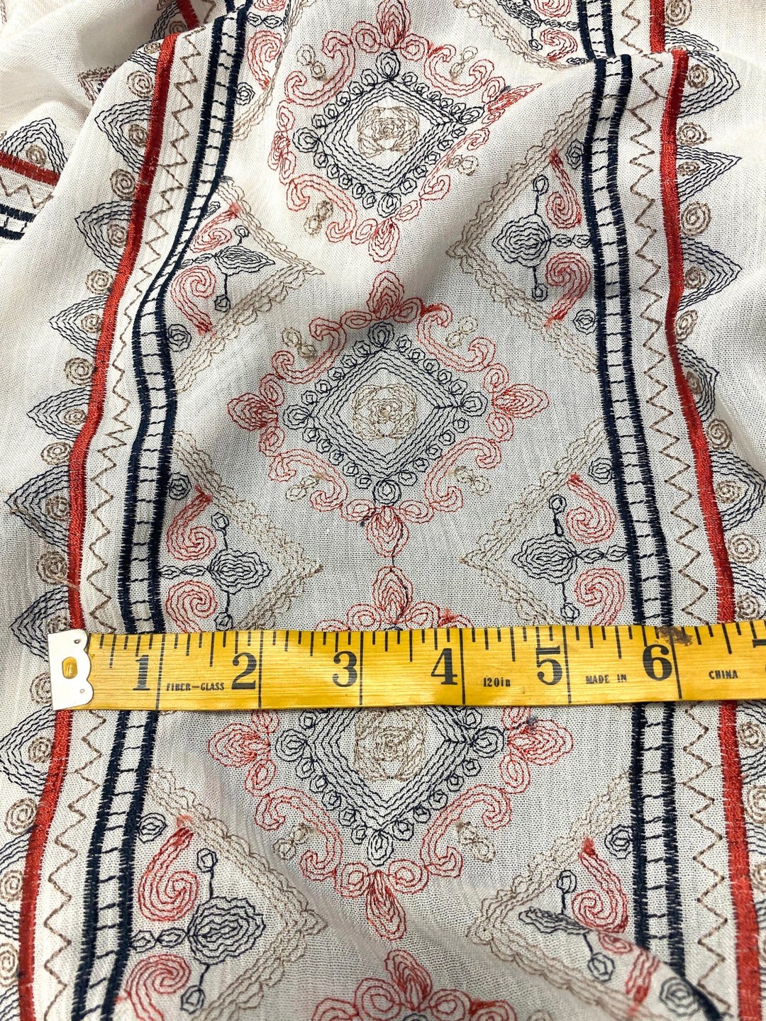 Boho Embroidery Pattern by the Yard, Embroidery Fabric by the Yard ...