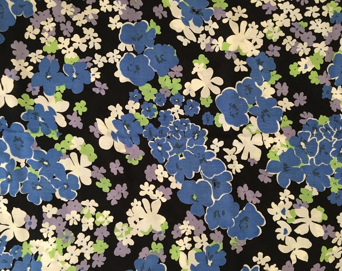 Blue Lavender Spray Rayon Staple Fabric, Printed Rayon, Rayon by the ...