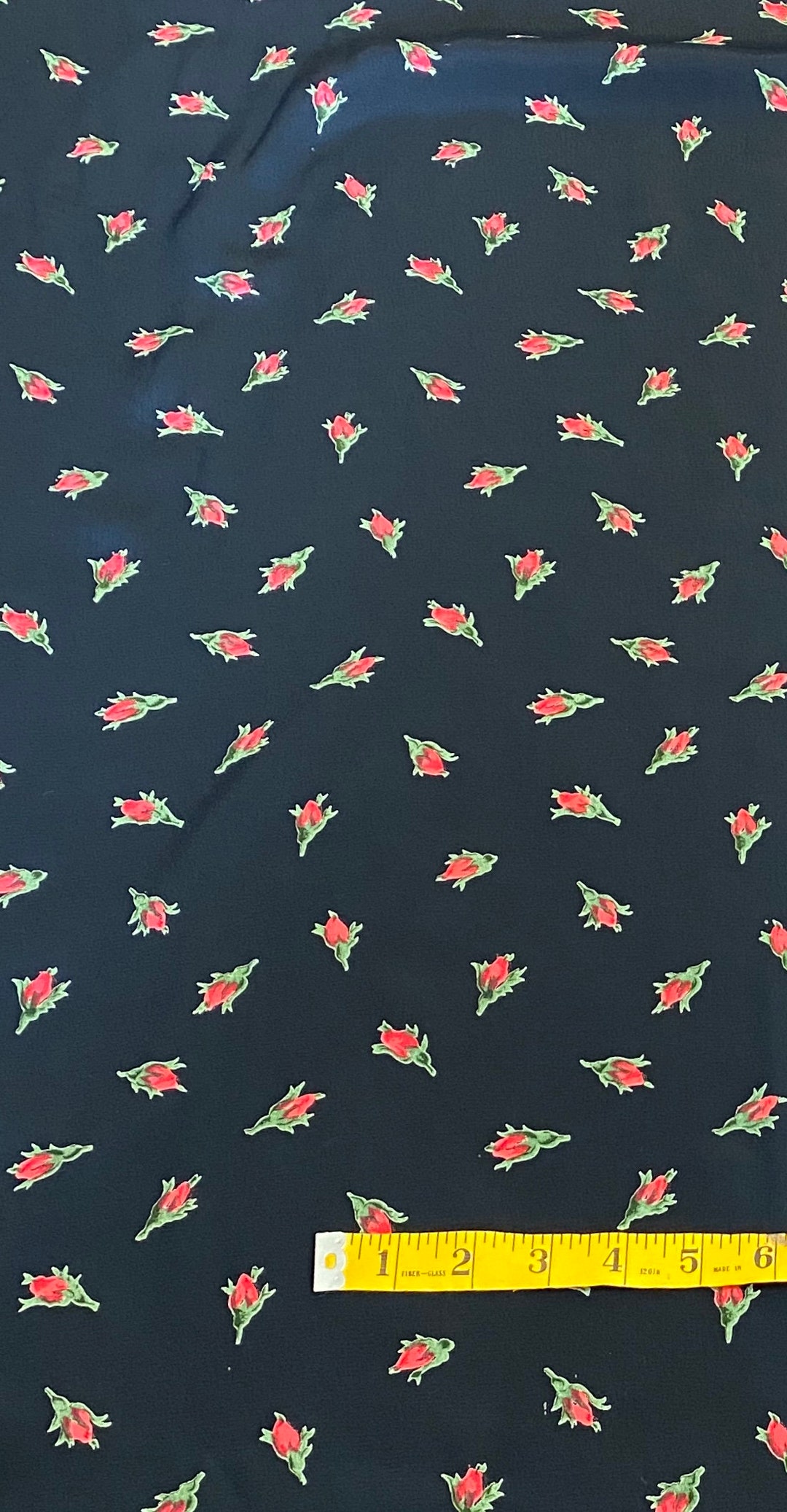 Rose Bud Rayon Crepe Fabric by the Yard, Rayon Crepe Fabric Yardage ...