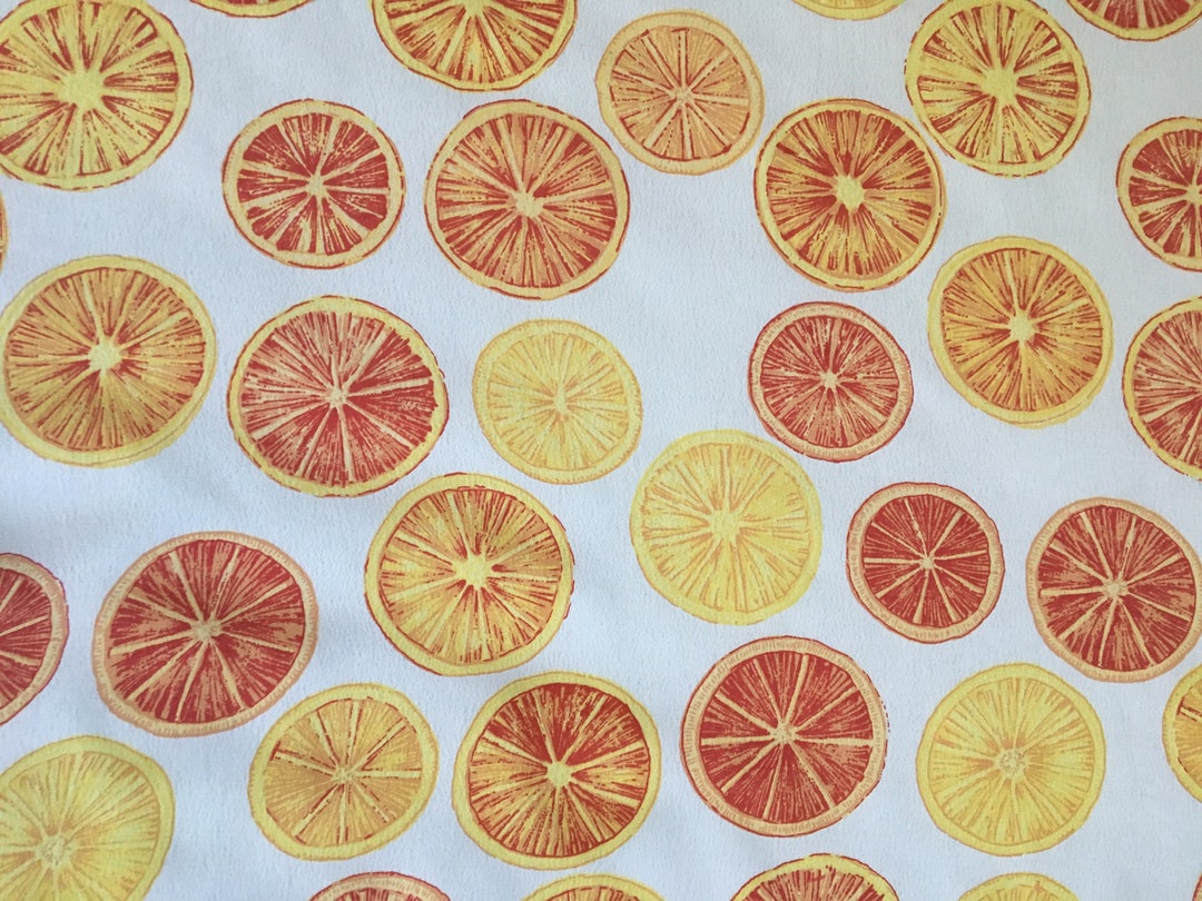 Citrus Print Rayon Crepe Fabric: Orange & Lemon Slices - Etsy
