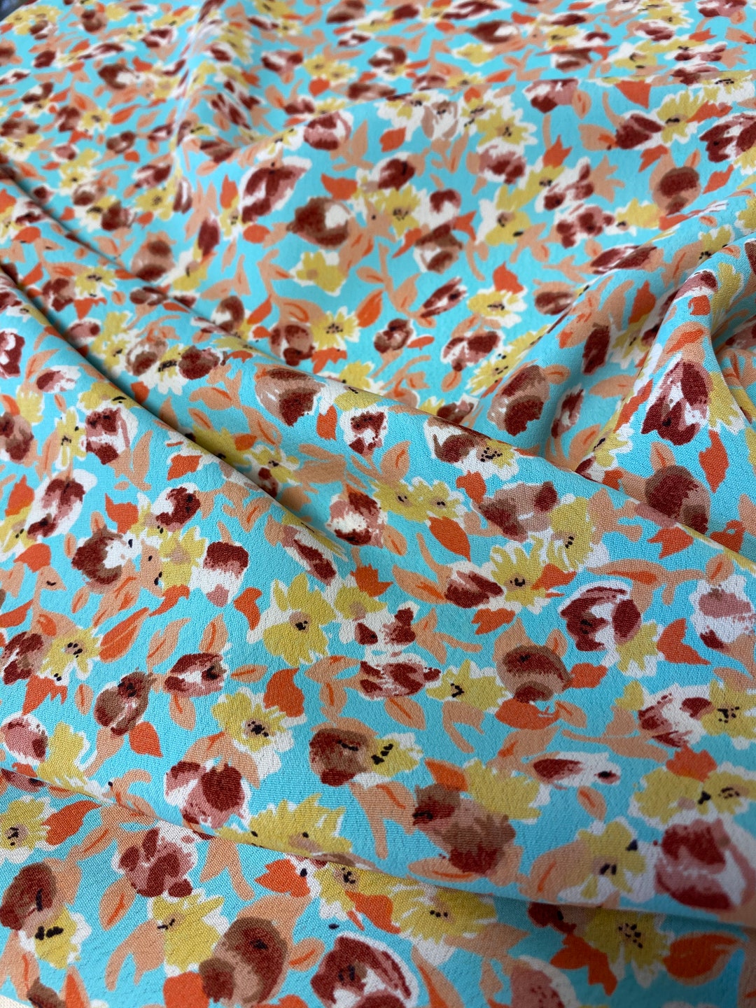 Powder Blue Rayon Crepe Fabric by the Yard, Rayon Crepe Fabric Yardage ...
