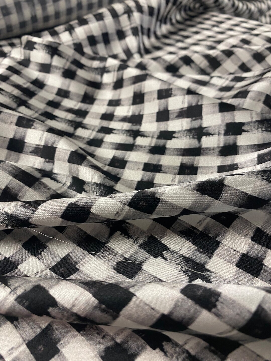 Check Silk Fabric by the Yard, Gingham Check Silk by the Yard ...