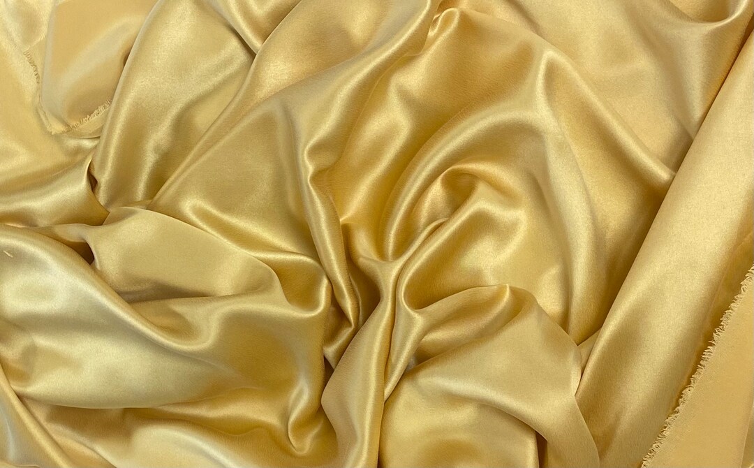 Gold Silk Charmeuse Fabric by the Yard, Silk Yardage, Fabric by the Yard, Silk by the Yard, Wide ...