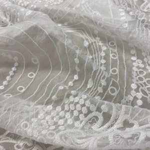 Embroidered Sheer Silk Chiffon Fabric by the Yard, Bridal Fabric by the ...