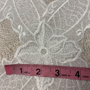 White Embroidered Lace by the Yard, Fabric by the Yard, Embroidery by ...