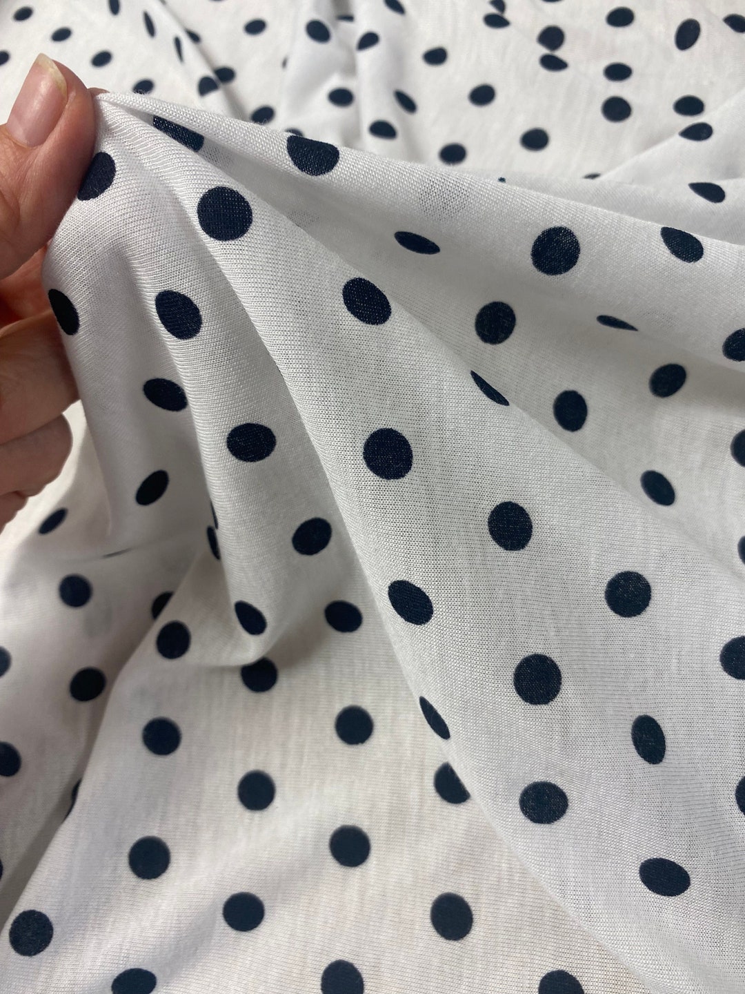 Black Polka Dot Jersey Fabric by the Yard, Printed Polka Dot Yardage, 4 ...