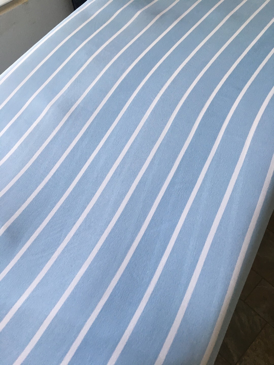 Powder Blue Striped Rayon Crepe, Blue Striped Crepe Fabric by the Yard ...