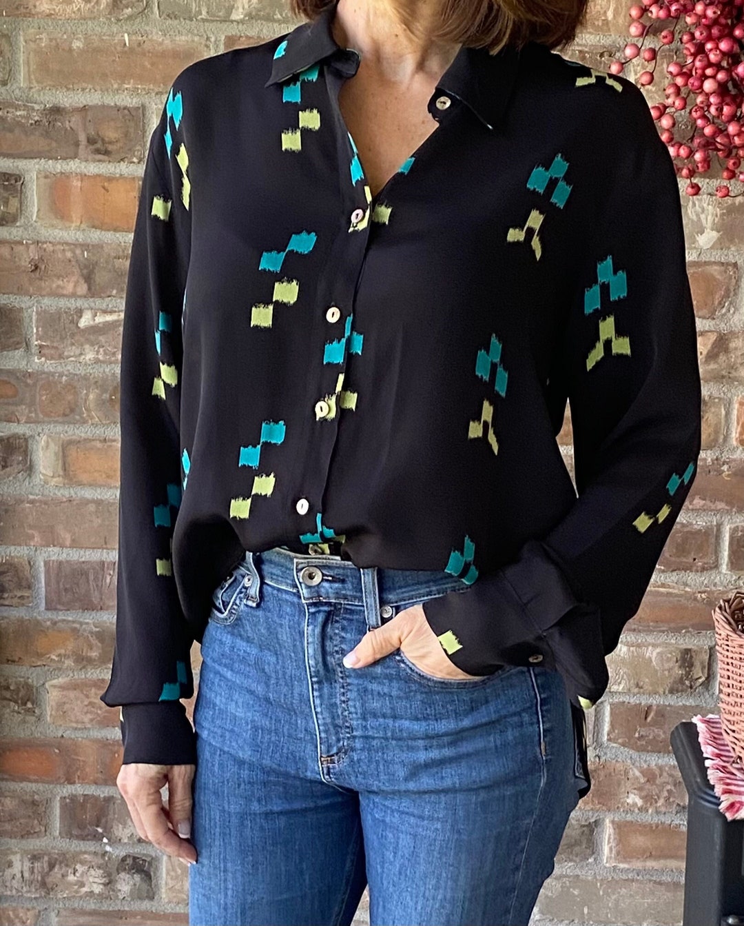 Geometric Rayon Crepe Fabric by the Yard, Rayon Crepe Fabric Yardage ...