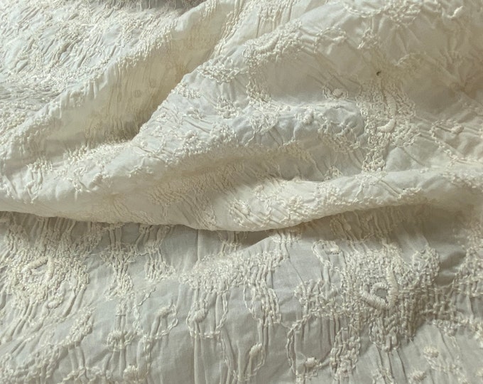 White Embroidered Lace by the Yard, Fabric by the Yard, Embroidery by ...