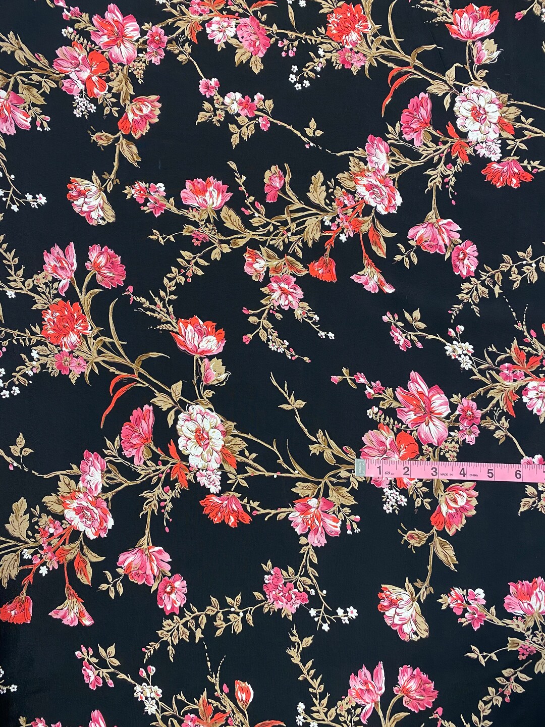 Cheery Floral Spray Rayon Fabric by the Yard, Rayon Yardage, Fabric by ...