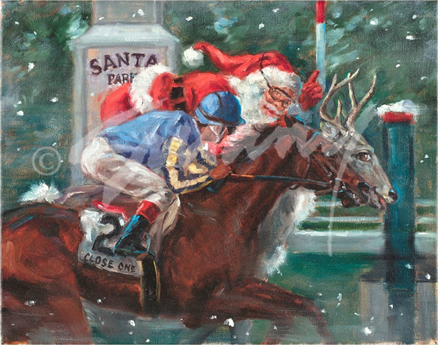 Christmas Card of Horse Racing santa Park by - Etsy