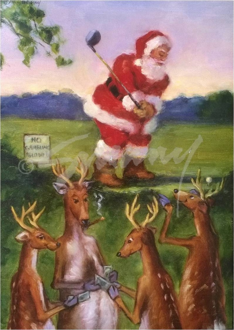 Christmas Cards of Santa Golfing - "holiday Action" by Celeste Susany ...
