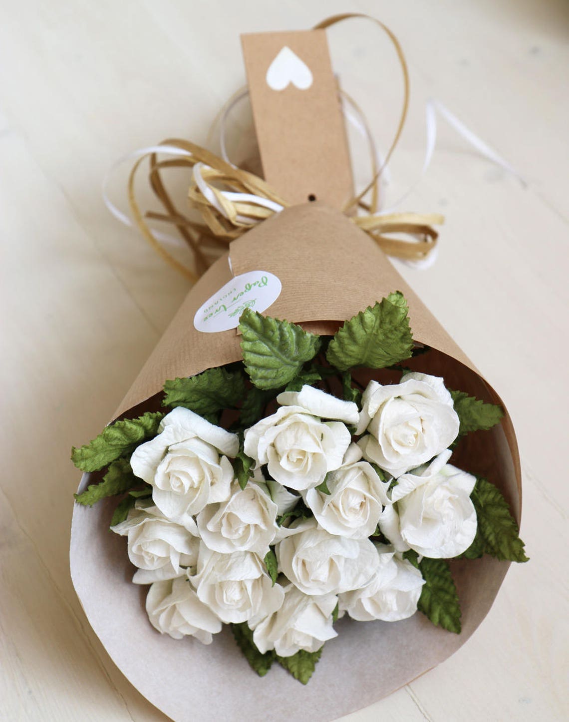 1st Anniversary Gift Paper Anniversary Ivory Paper Bouquet | Etsy