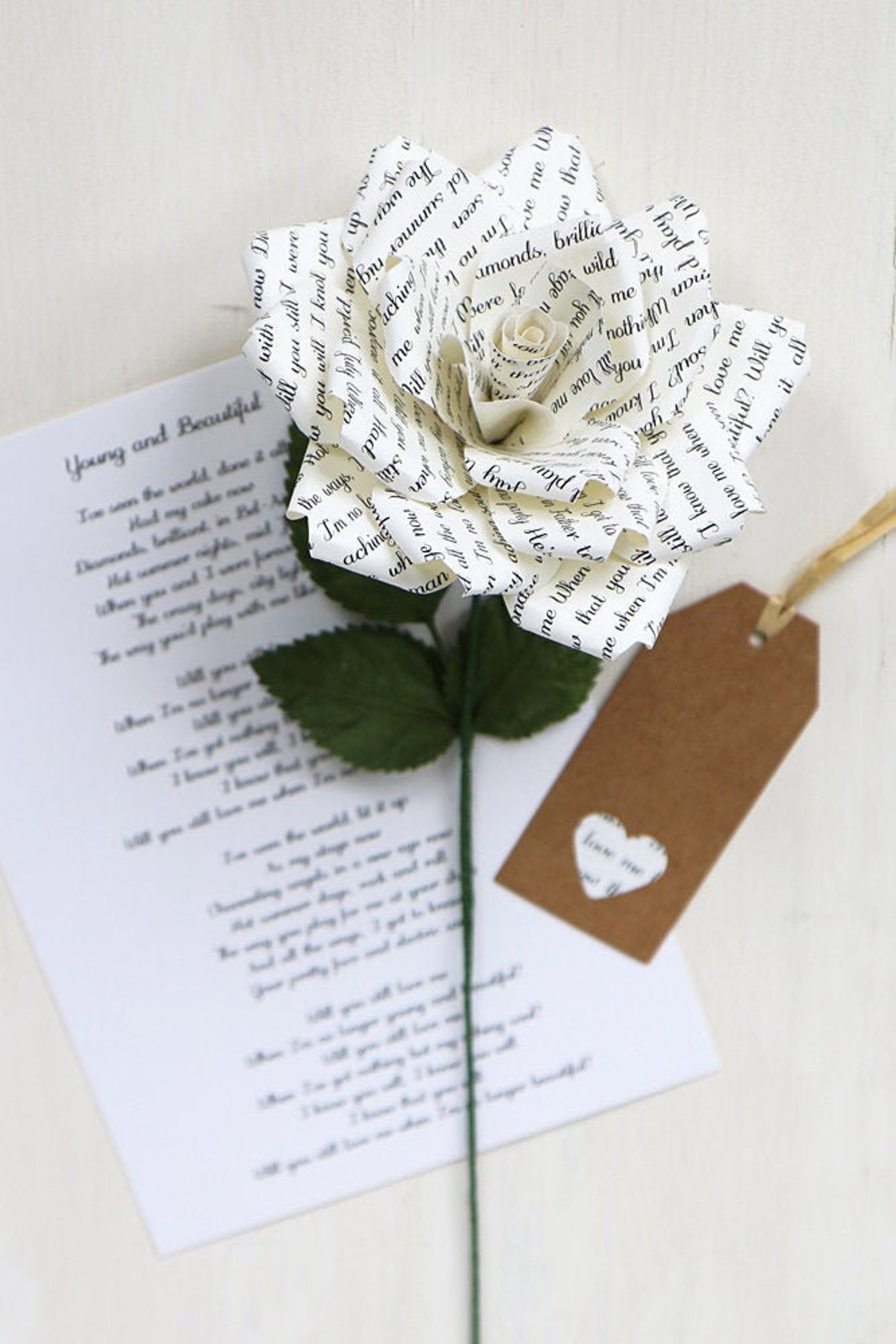 Personalised Paper Rose Literary Rose With Words Poem - Etsy UK