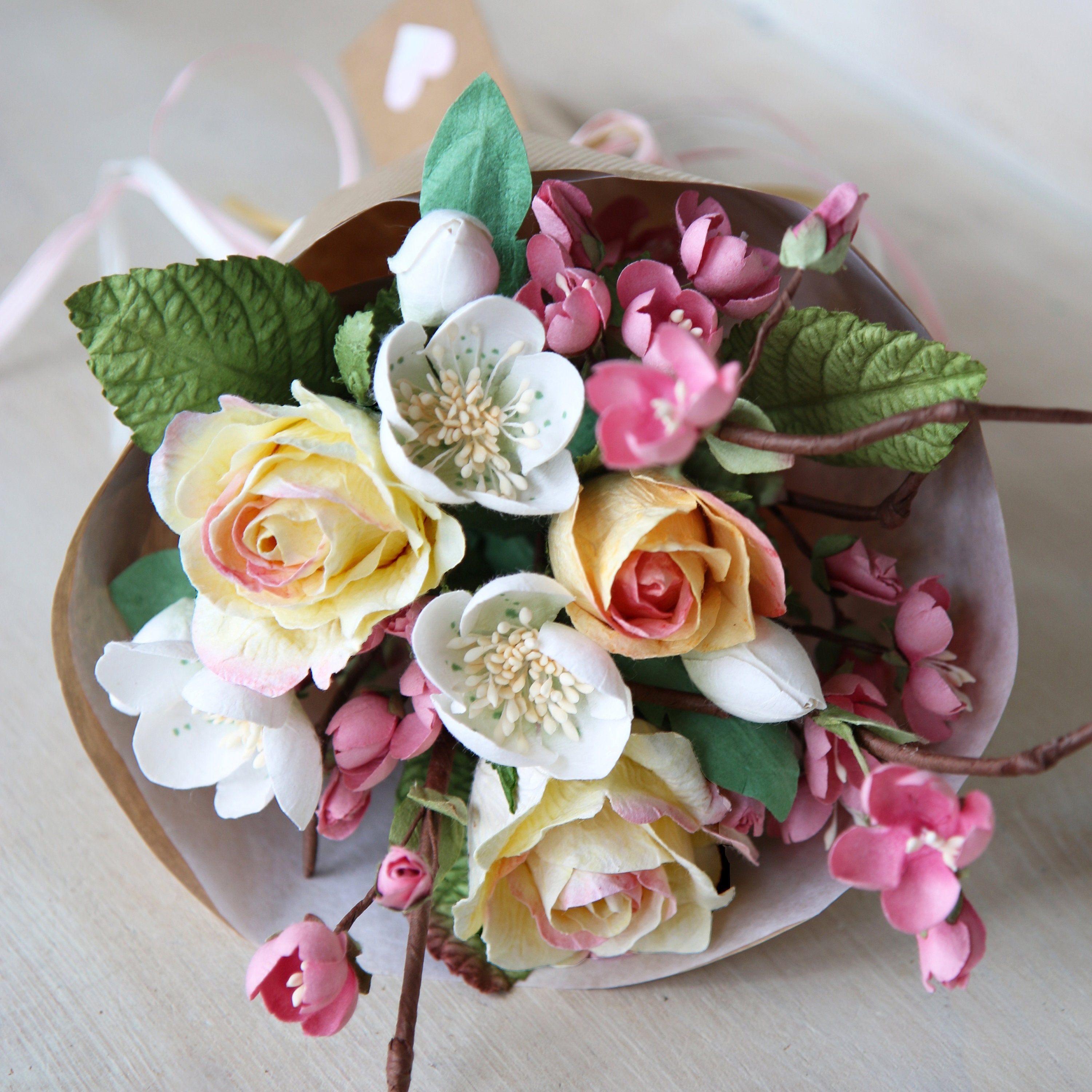 Paper Flower Bouquet of Spring Flowers Handmade Gift for - Etsy