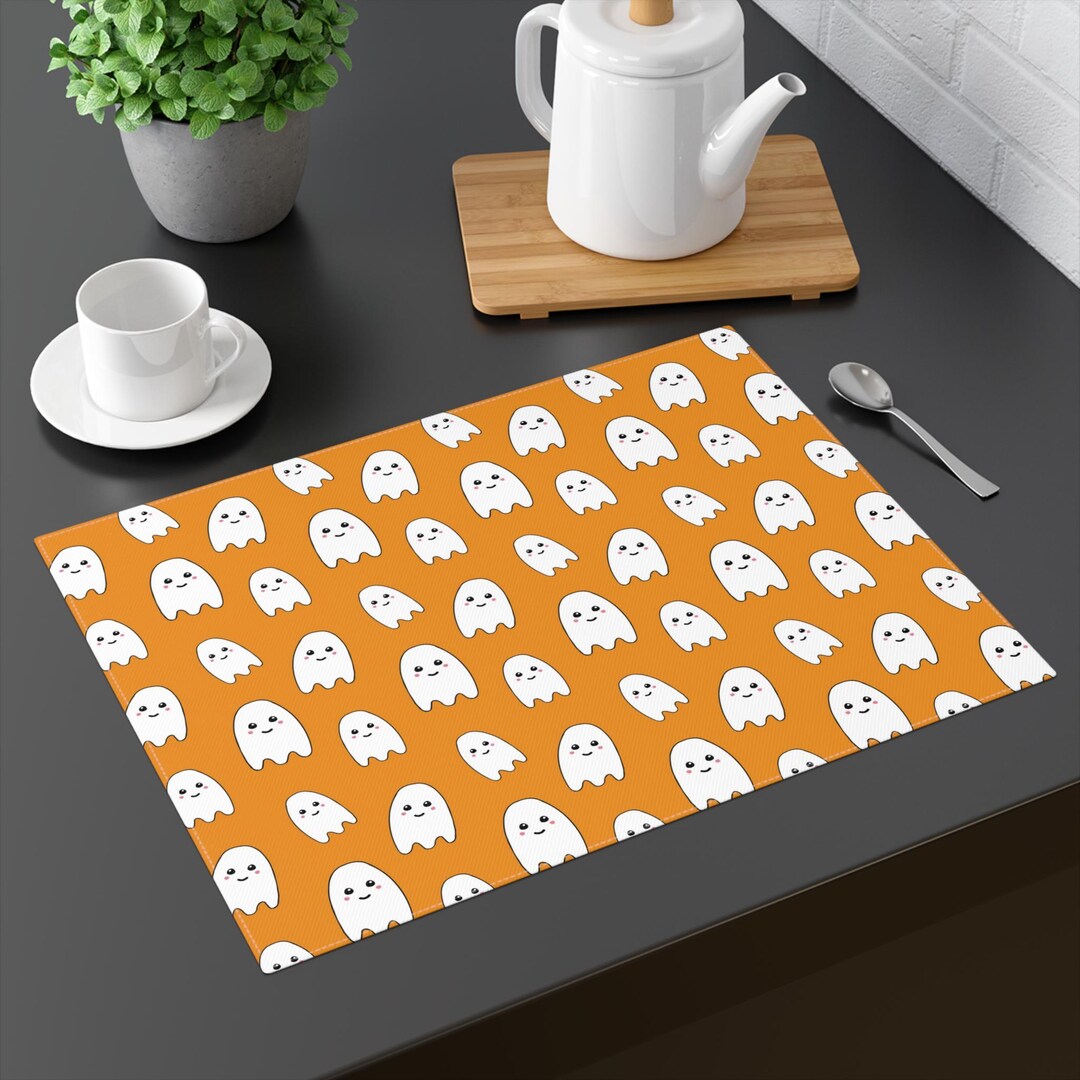 Spooky Halloween Ghost Placemat, Holiday Table Decor, Single Piece Mat ...