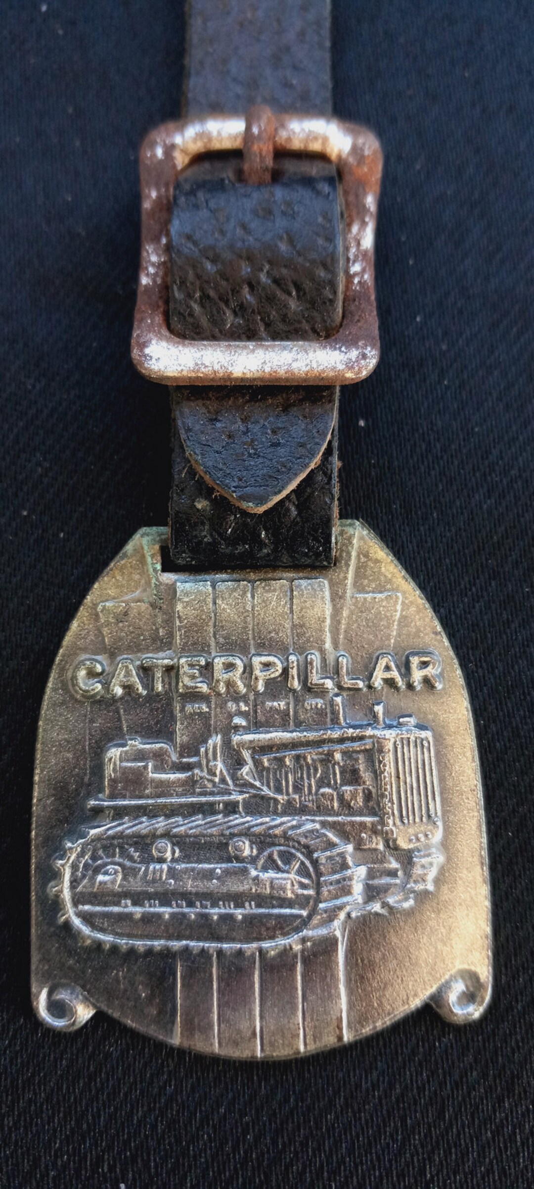 Vintage Caterpillar Tractor Pocket Watch Fob With Leather Strap - Etsy