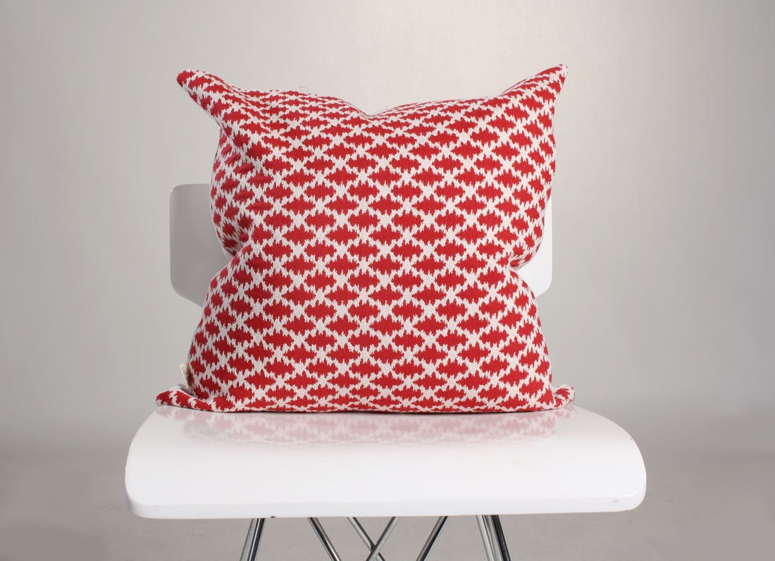 Red Pillow Cover / Red Decorative Pillow / Red Geometric Pillow / Red ...