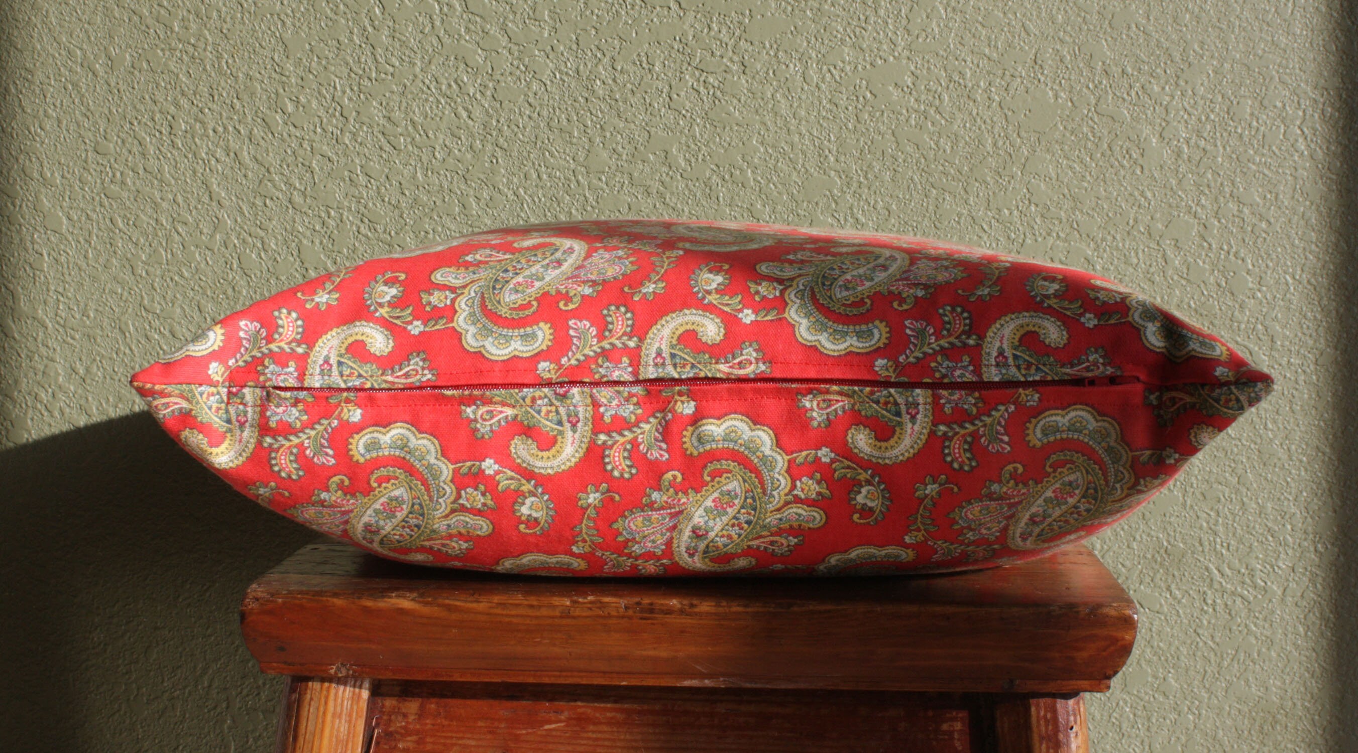 Red Paisley Pillow Cover / Cottage Chic Pillow / Red Throw - Etsy