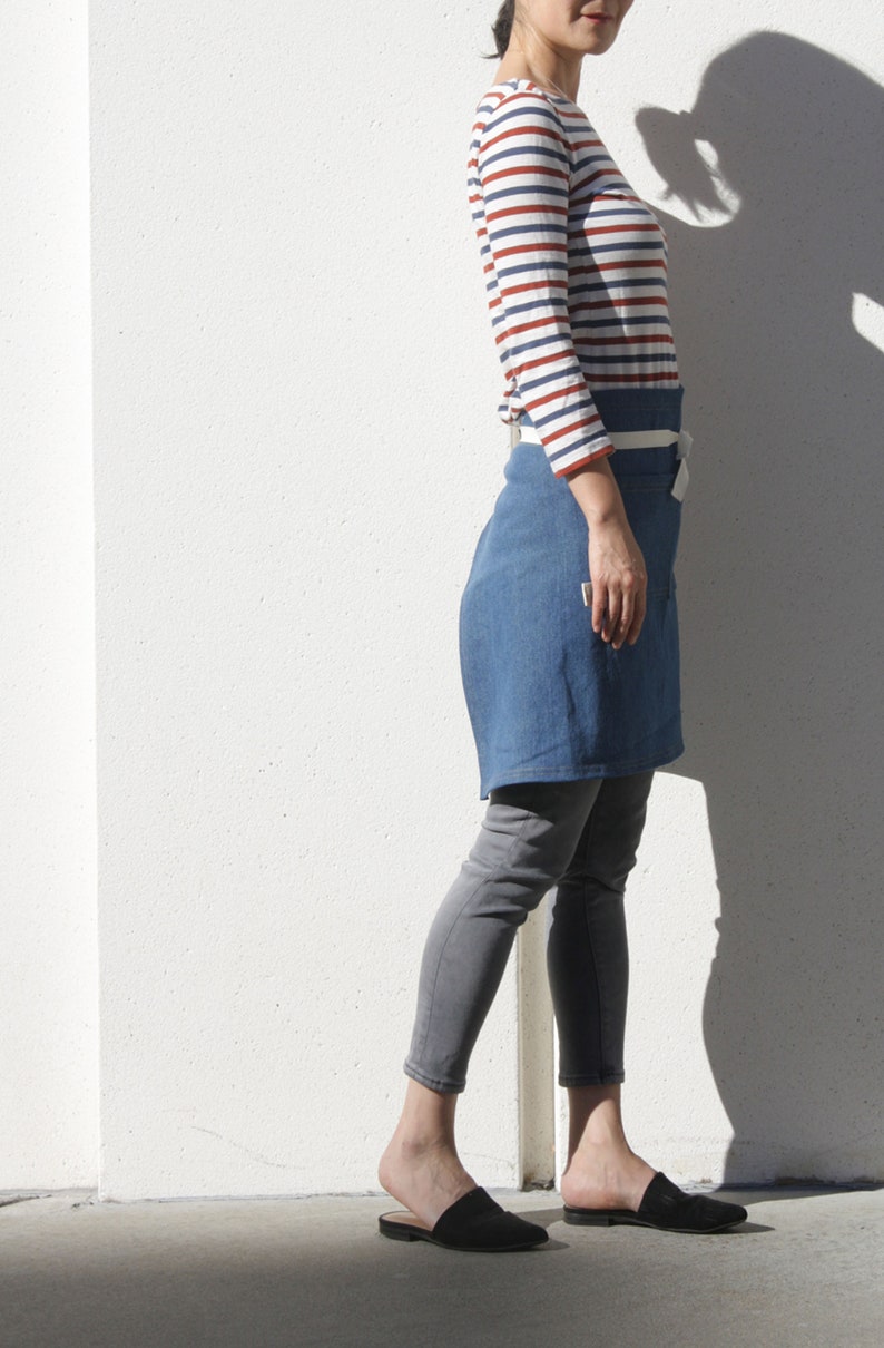 Blue Denim Half Apron With Pocket / Cafe Apron / Chef Waist Apron ...