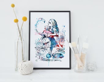 Alice in Wonderland Book Art Print Book Art Bottle Upcycled | Etsy