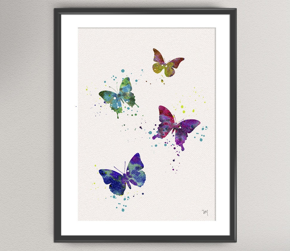 BUTTERFLY Print Watercolor Art Print Ink Colorful Vintage | Etsy