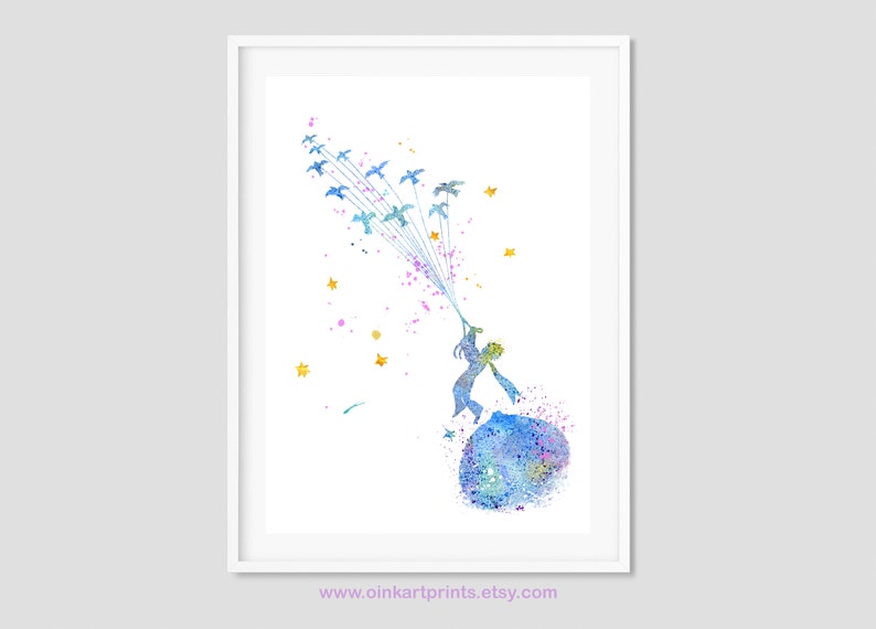 The Little Prince Prints Soft Color Watercolor Art Print Packnursery ...