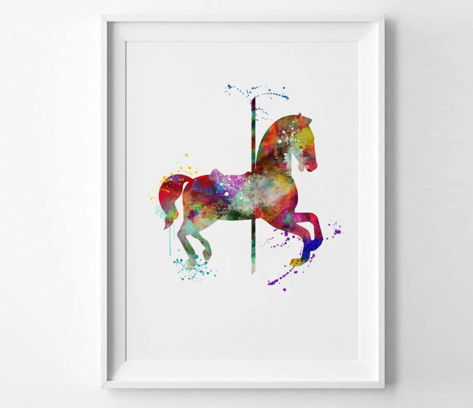 Carousel Horse Art Print Horse Watercolor Park Print Baby Shower Child ...