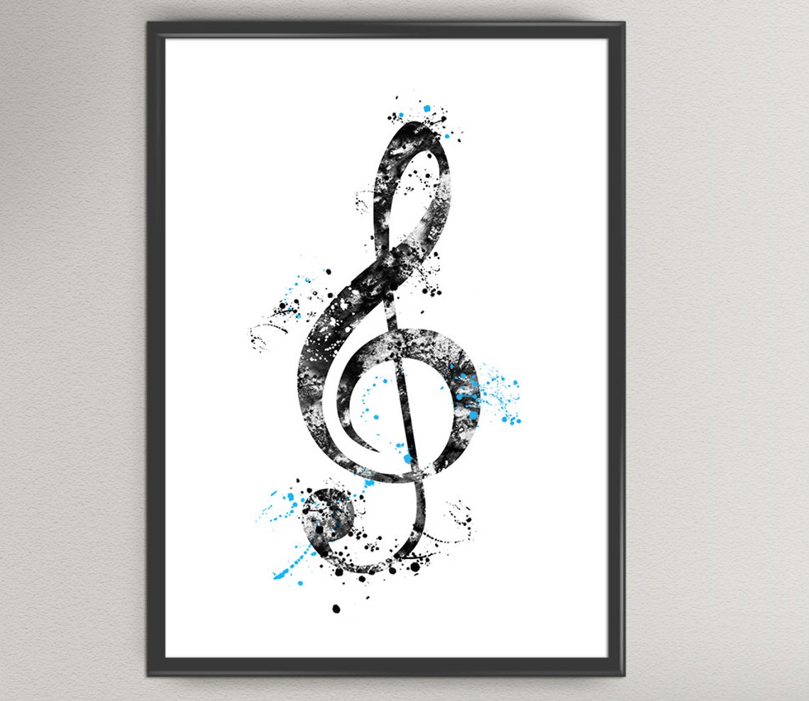 Watercolor Treble Clef Sign Art Print Music Treble Clef G-clef - Etsy