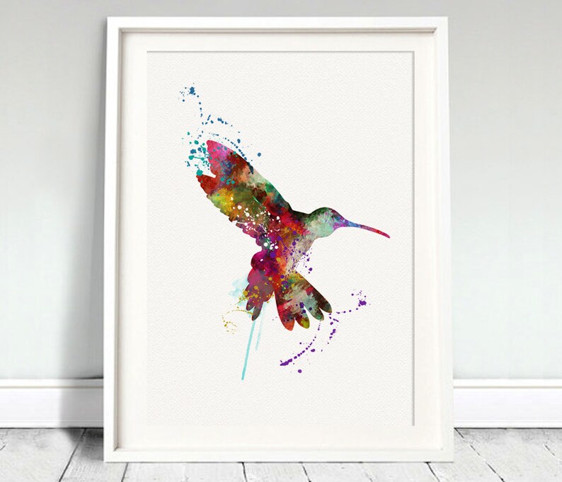 HUMMINGBIRD Watercolor Art Print Bird Ink Painting - Etsy