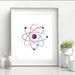 Atom Print Art Watercolor Print Science Art Print Symbol Particle Art ...