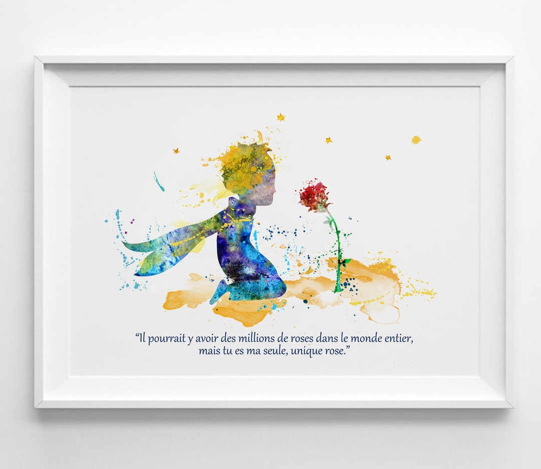 The Little Prince and Rose Watercolor Art Print Le Petit Prince Poster ...
