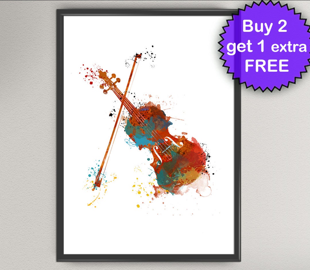 VIOLIN Watercolor Art Print Music Instrument Ink Art Painting ...
