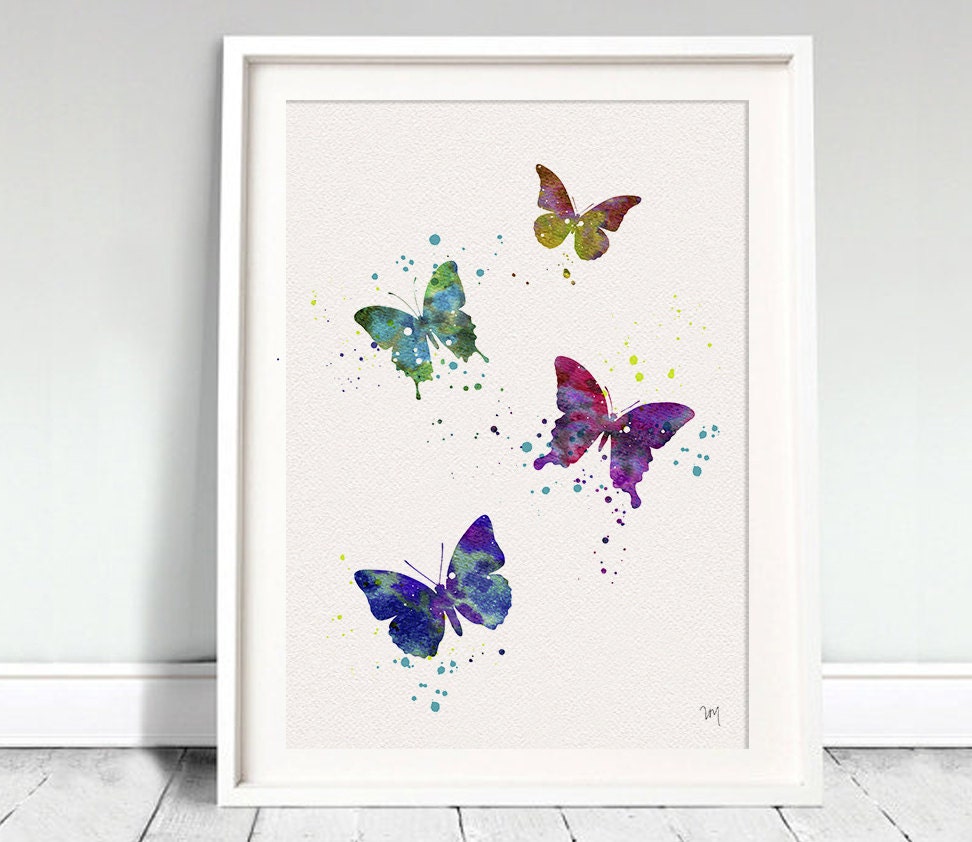 BUTTERFLY Print Watercolor Art Print Ink Colorful Vintage | Etsy