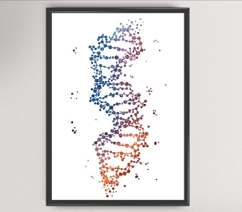 DNA Print Art Watercolor Science Art Human DNA Biology Print - Etsy