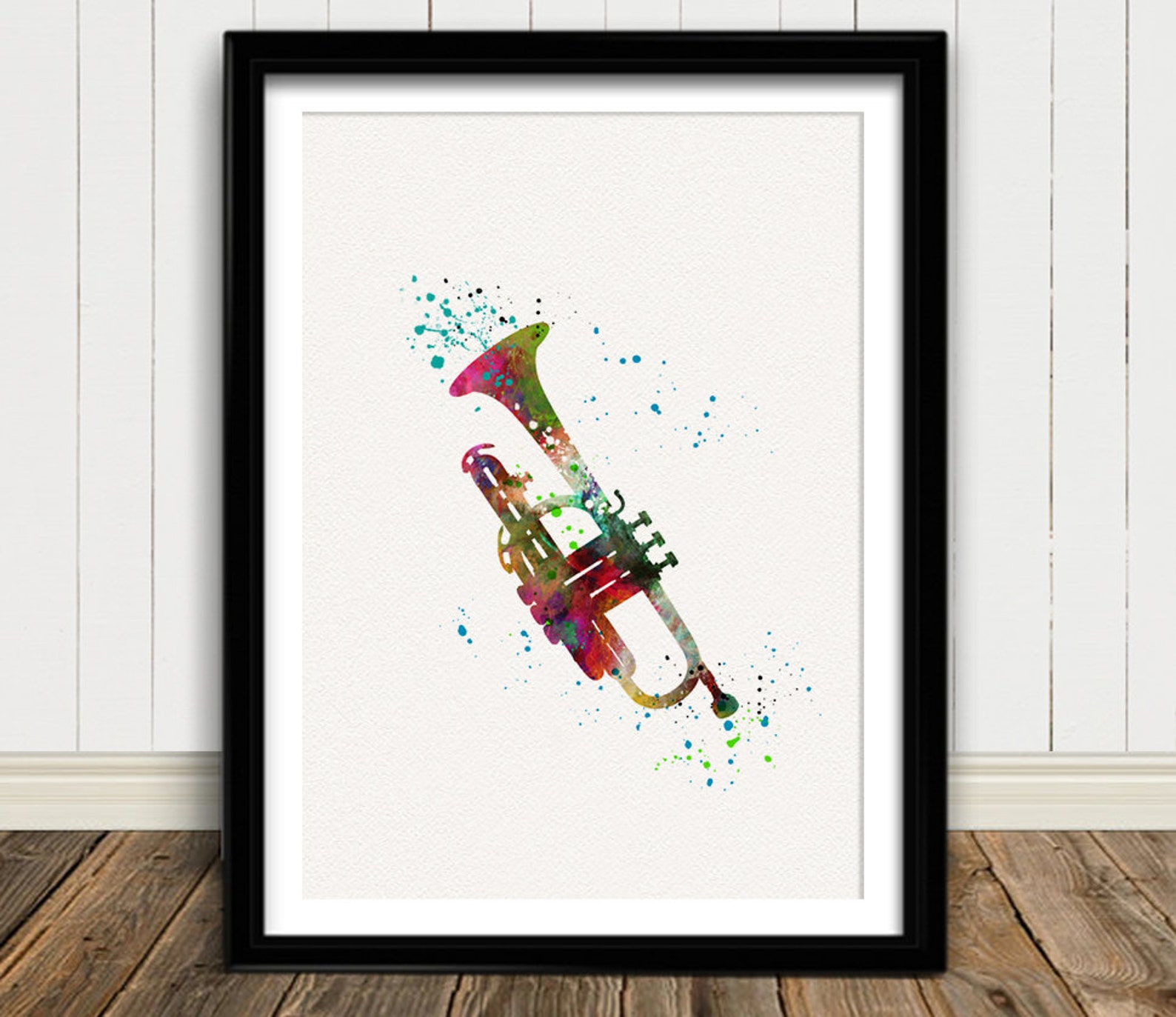 TRUMPET Watercolor Art Print Ink Instrument Painting Music ...