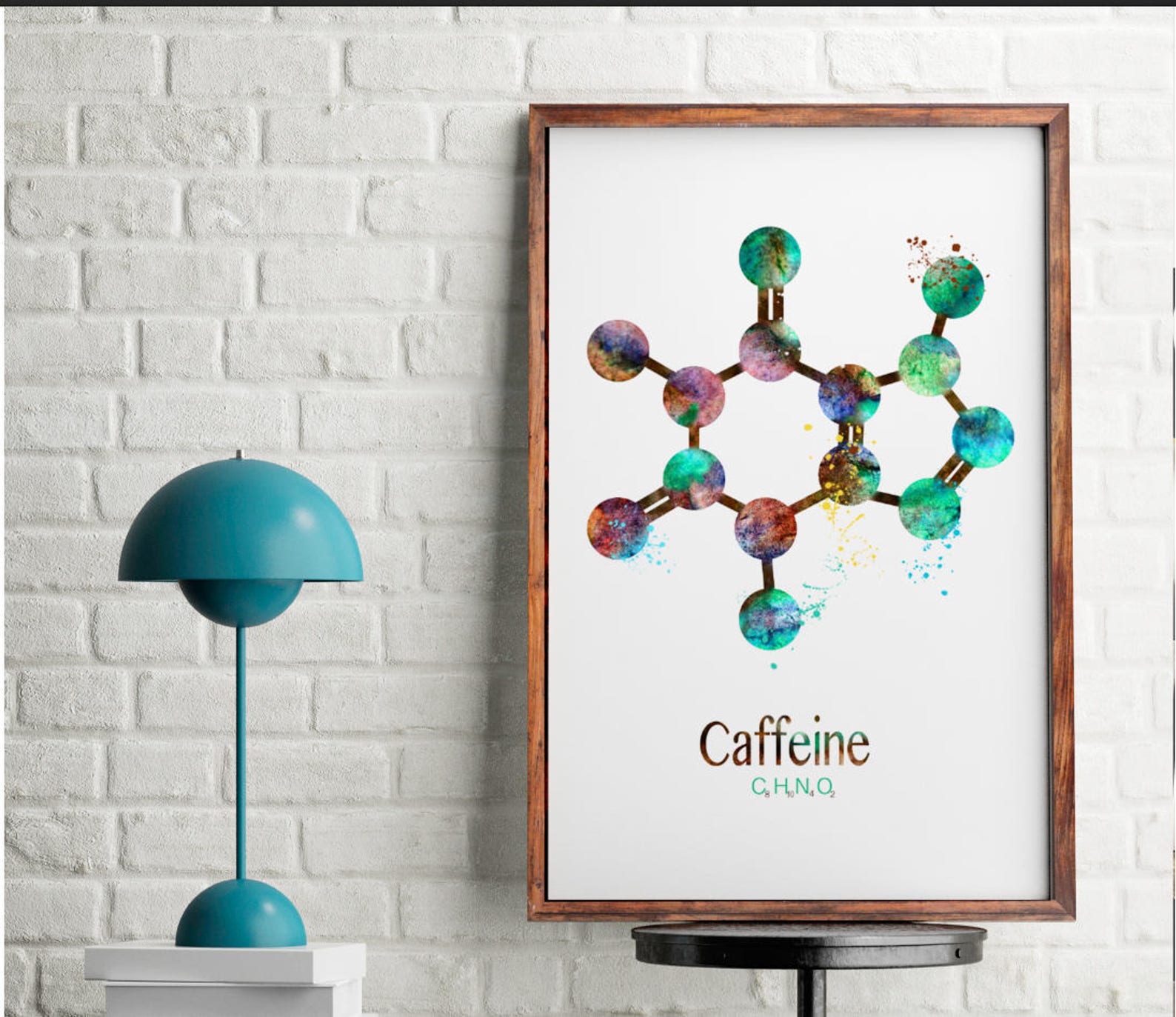 Caffeine Molecule Print Coffee Art Print Watercolor Kitchen | Etsy
