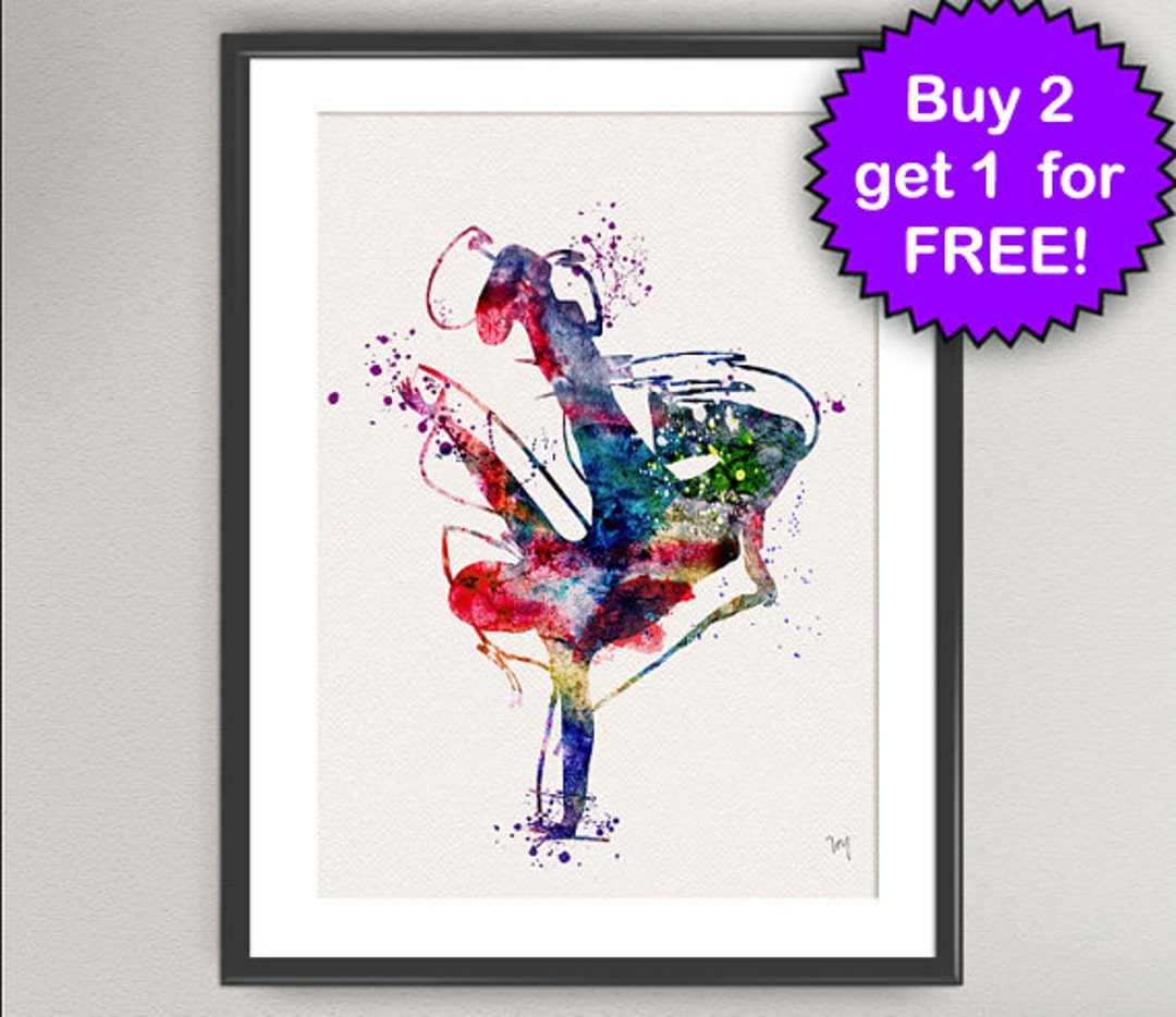 BREAK DANCER Watercolor Art Print Modern Dance Painting Illustrations ...