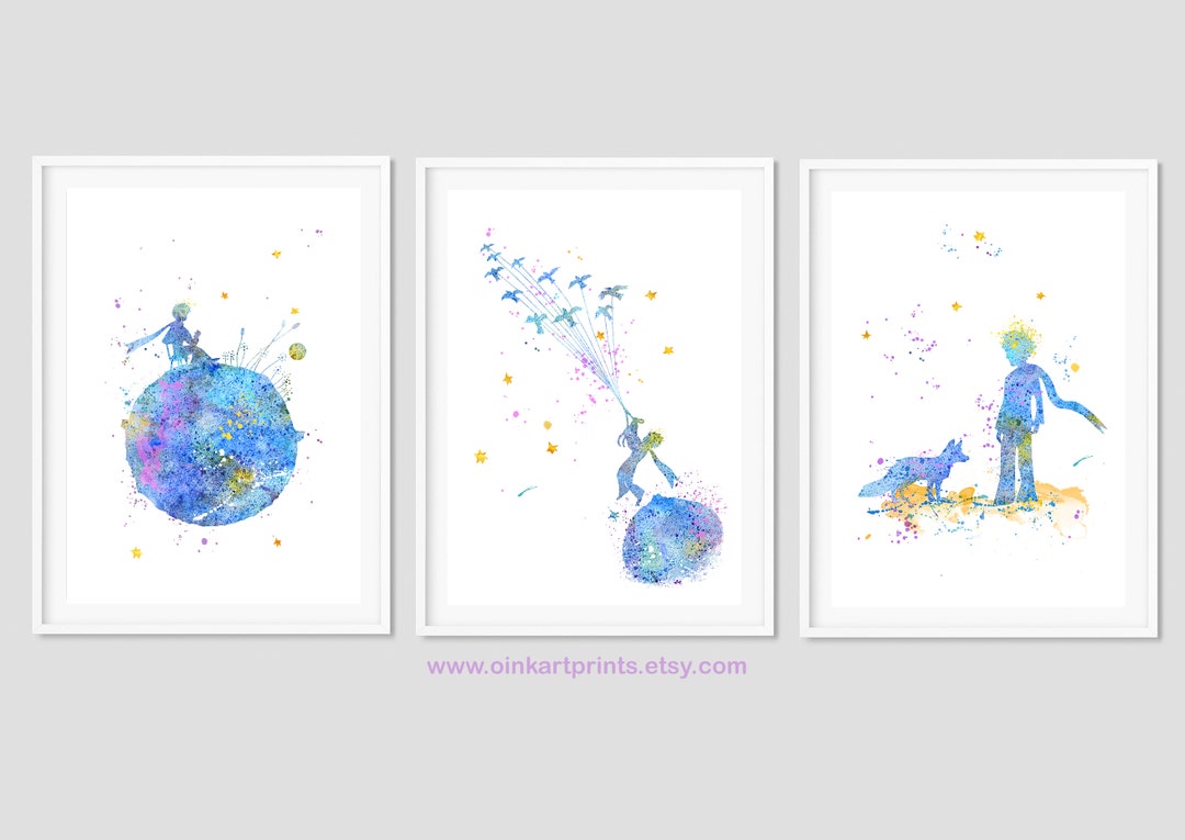 The Little Prince Prints Soft Color Watercolor Art Print Packnursery ...