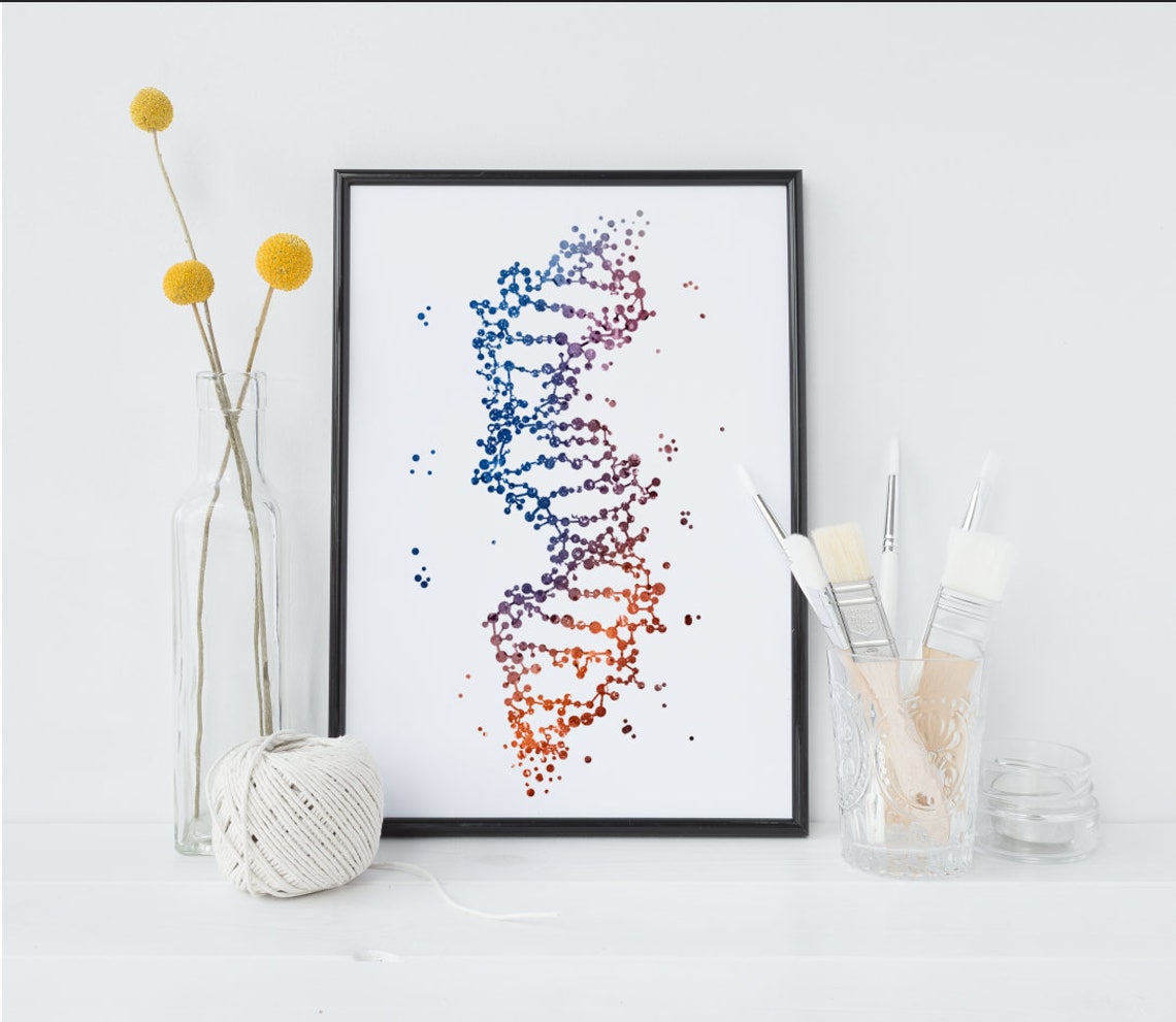 DNA Print Art Watercolor Science Art Human DNA Biology Print - Etsy