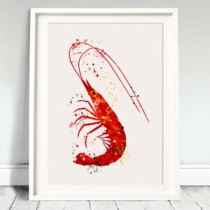 PRAWN Watercolor Art Print Sea Life Prawn Ink Painting Underwater ...