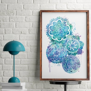 MANDALA Composition Watercolor Yoga Meditation Spiritual Multicolor Art ...