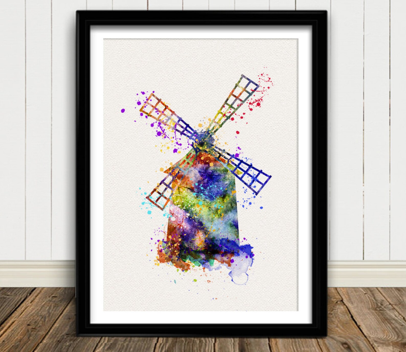 WINDMILL Watercolor Art Print Dutch Windmill Europe Decor Gift Ink ...