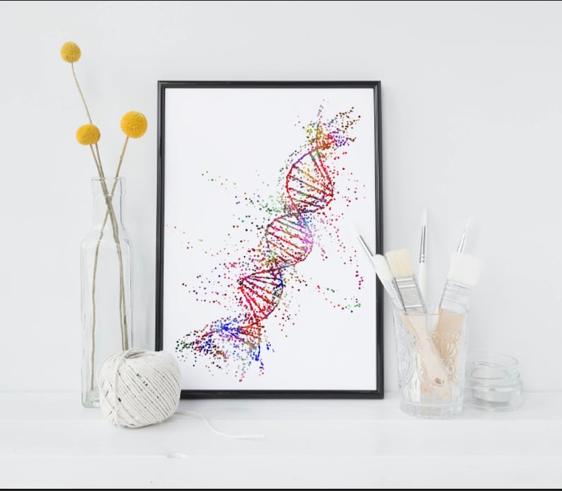 DNA Art Watercolor Print Science Human DNA Biology Print - Etsy